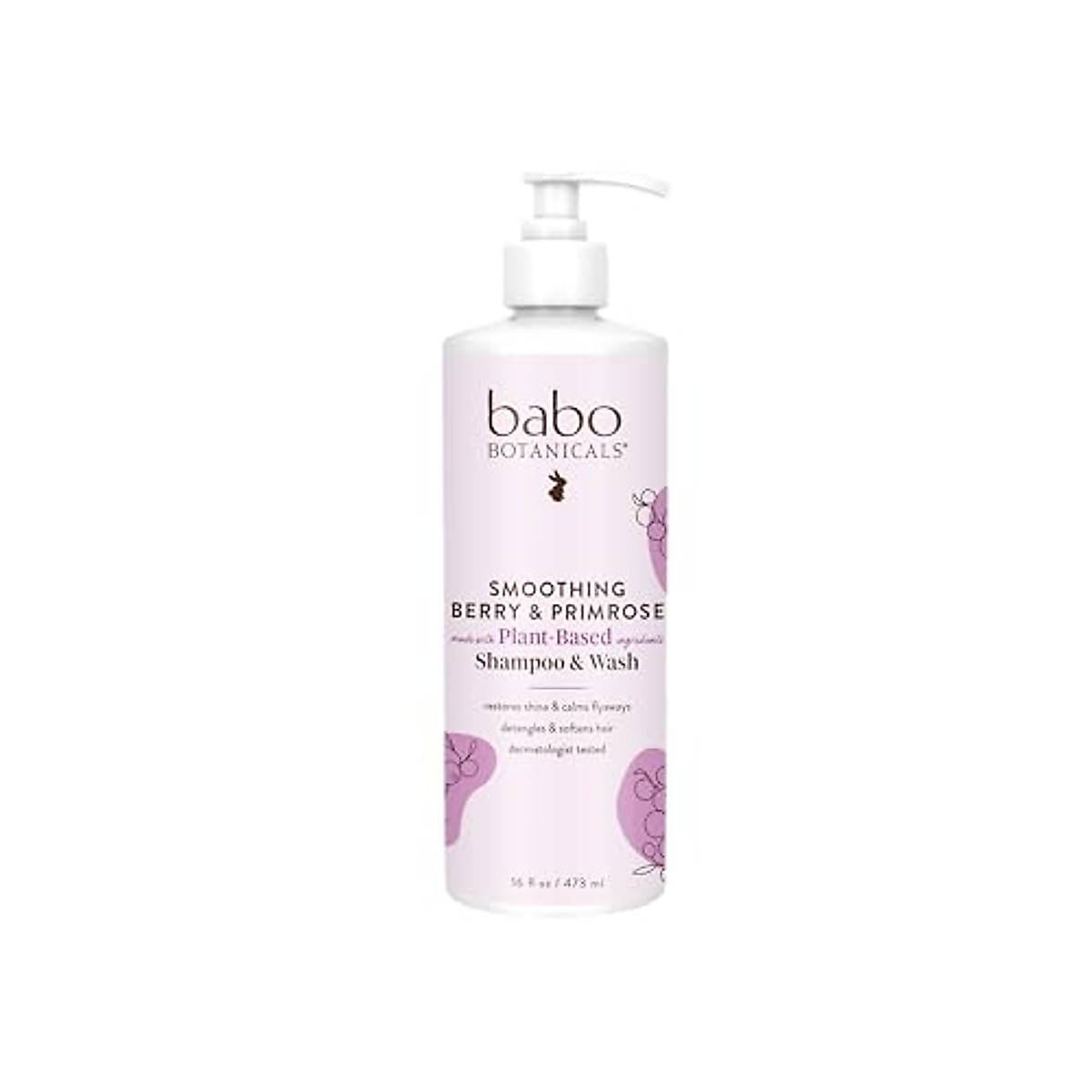 Babo Botanicals Smoothing Berry 2-in-1 Shampoo & Wash - Detangling & Nourishing - Eliminates Frizz & Prevents Static - Evening Primrose Oil - For all ages - Light Berry Fragrance- Vegan