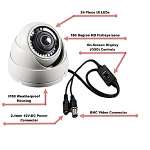 CCTV Camera Pros HD-D180 180 Degree Dome Security Camera | Full HD Over Coax | HD-TVI AHD HDCVI CCTV 1080p | 2MP Wide Angle Indoor Outdoor Home Surveillance Camera
