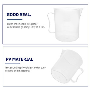 UEETEK Measuring Cup 500ml Plastic Graduated Cup : Lab Measuring Cup with Handle - Liquid Measuring Cups Measurement Beaker for Laboratory Science Experiments