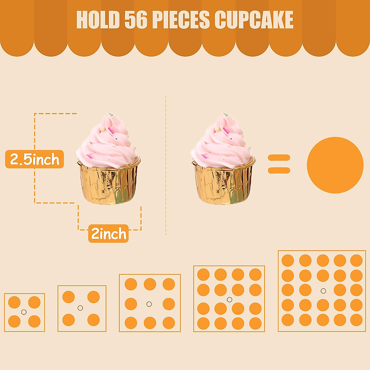 Antimbee 5 Tier Clear Acrylic Cupcake Stand with Gold LED Light String, Square Cup Cake Holder Tower Display