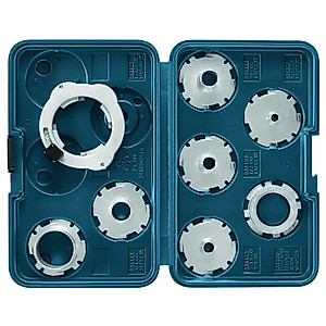 BOSCH RA1128 8-Piece Router Template Guide Assorted Set with Included Storage Case and Threaded Template Guide Adapter
