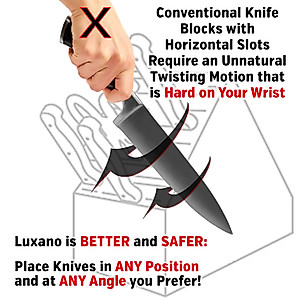 Universal Knife Block Without Knives - Kitchen Knife Holder for Kitchen Counter - Extra Large Bamboo Knife Block Holder