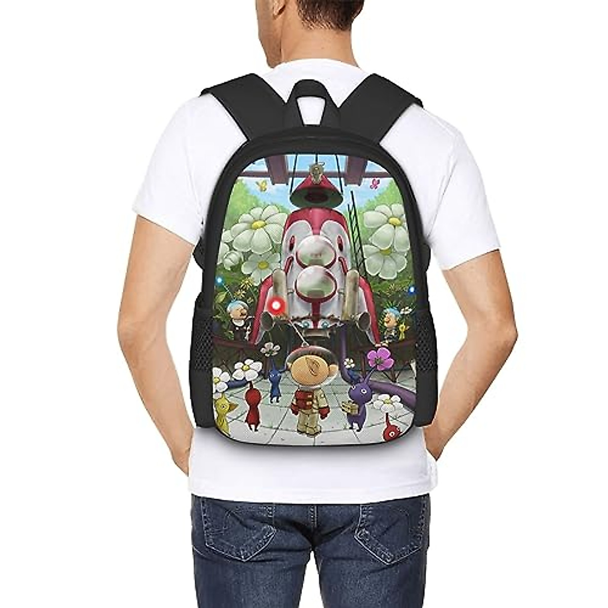 RACEK Pik-min Backpack Cartoon Laptop Backpacks Lightweight Fashion Travel Daypack Large Capacity Multifunction Adjustable Straps Bags For Women Men