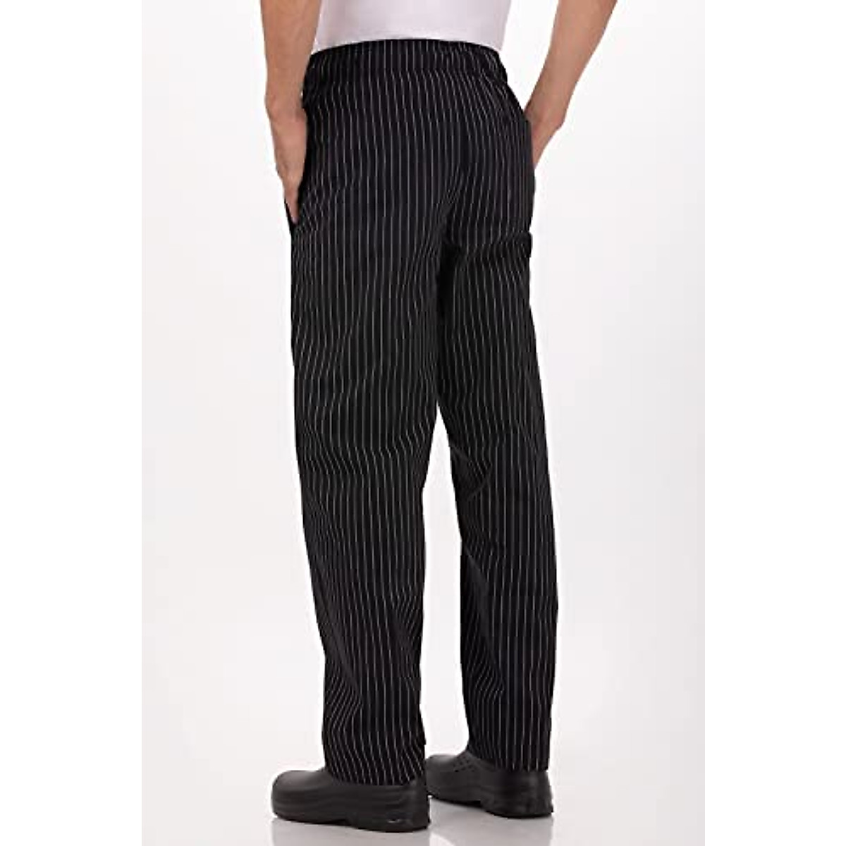 Chef Works Men's Designer Baggy Chef Pants, Black W/ Wht Pinstripe, X-Large