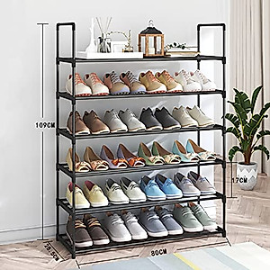 YSSPORT 6 Tiers Shoe Rack for Closet, Free Standing Shoe Rack Space Saving Shoes Storage Shelf, Stackable Shoe Shelf for 24 pairs Space