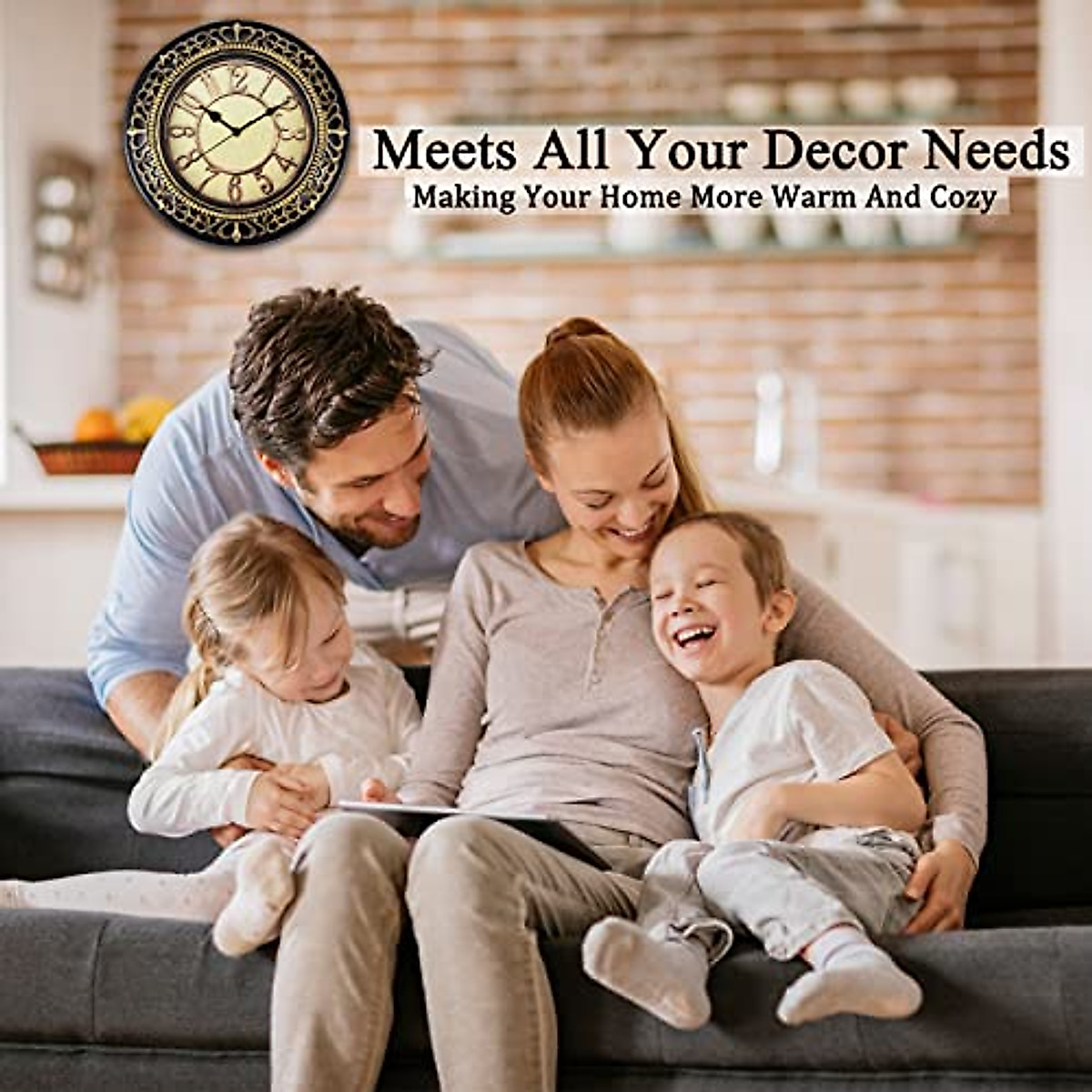 FAERIE Wall Clock for Living Room Decor Large Wall Clock Battery Operated,12 Inches Round Bathroom Clock Silent Kitchen Clock Wall Cute Small Clock Non Ticking Modern Wall Clock Analog Clock
