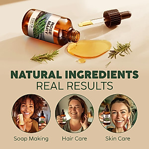 Kukka Rosemary Oil for Hair - 100% Natural Rosemary Hair Oil - Rosemary Essential Oils for Skin, Diffuser & Aromatherapy - Soap Making & DIY (4 Fl Oz).