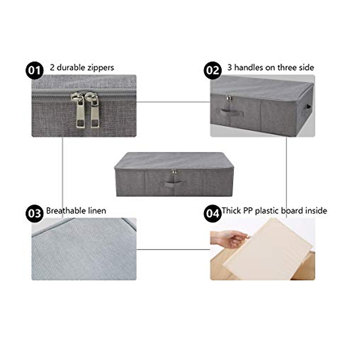 iwill CREATE PRO Under Bed Storage Container, Underbed Shoe Storage Organizer Box with Lid,Dark Gray