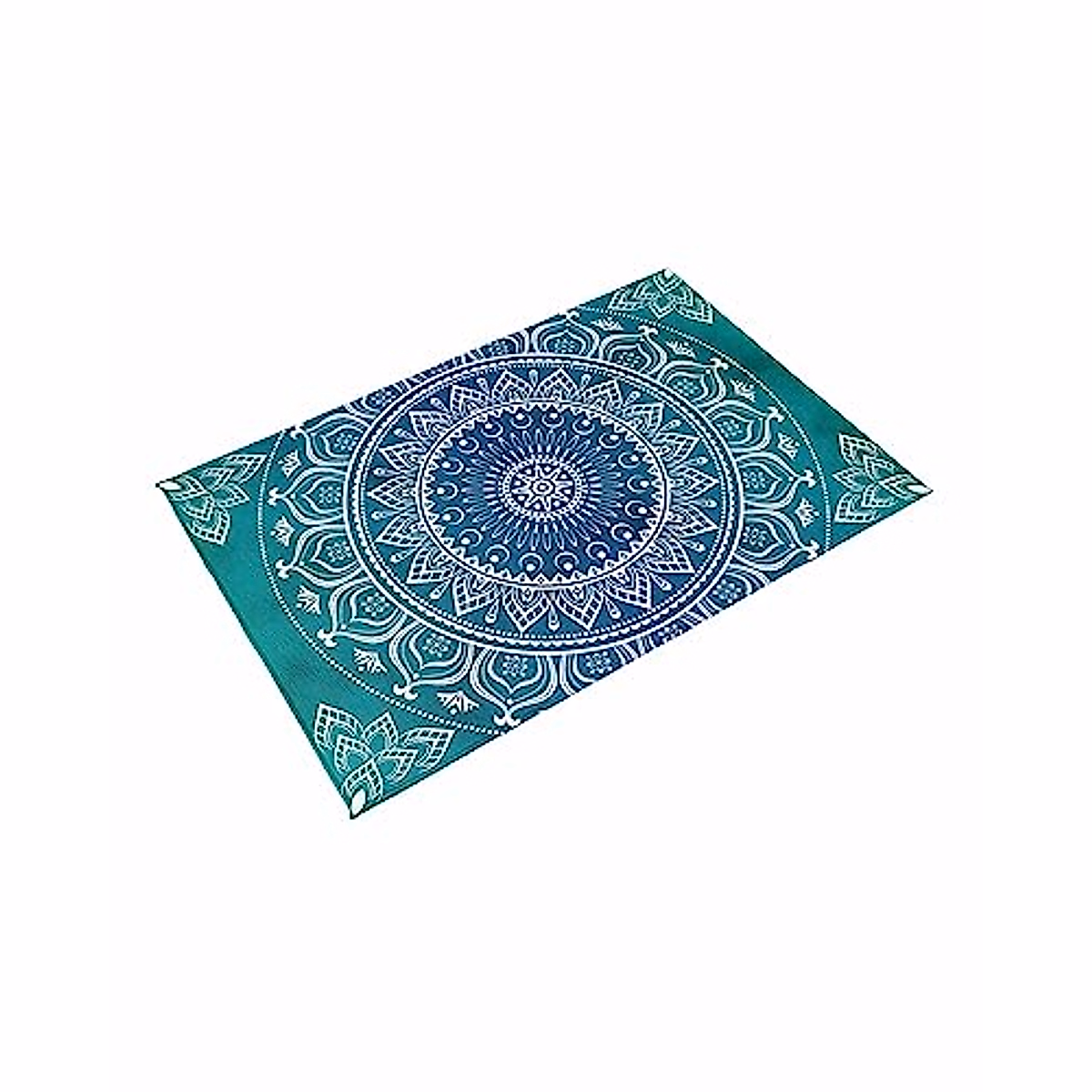 Outdoor Rugs, Waterproof Indoor Carpet, Blue and Green Medallion Custom 4'x6' Outside Area Rug for Patios RV Camping Beach Floor Mat for Balcony Bed Room Living Room Dining Room Mat