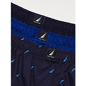 Nautica Men's Cotton Woven 3-Pack Boxers, Multicolor, Large