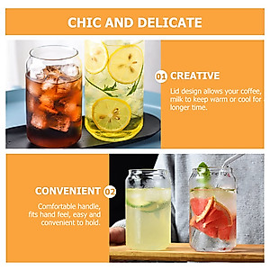 DOITOOL 2PCS Beer Can Glass with Lid and Straw, 18.6 oz Can Shaped Glass Cup with Lids ans Straw, Drinking Glass Cup with Glass Straw for Juice, Beer, Soda, Iced Drinks and Cocktails ( 550ml )