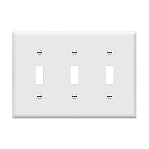 ENERLITES Triple Light Switch Wall Plate, Gloss Finish, Standard Size 3-Gang 4.50" x 6.38", Unbreakable Polycarbonate Thermoplastic, 8813-W, White