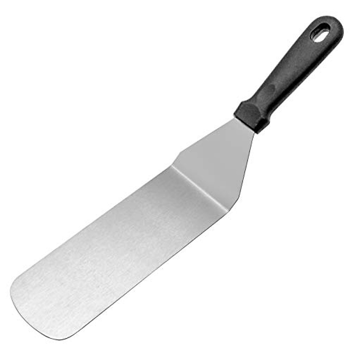 KUFUNG Grill Turner, Stainless Steel Metal Griddle Spatula, Steak Pizza Shovel Teppanyaki Shovel with Beveled Edges great for BBQ Grill Flat Top (2.8x7.3 inch(Solid), Black)