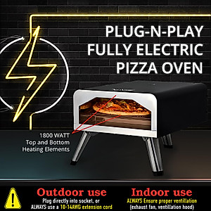 Deco Chef Electric Pizza Oven, 12-Inch Ceramic Stone and Grill, 1800W, Bakes up to 750 Degrees for Countertop Artisan Style Pizza, 13" Double Wall Stainless Steel, Indoor & Portable Outdoor Pizza Oven