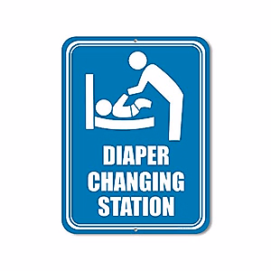 Honey Dew Gifts Restroom Sign, Diaper Changing Station 9 inch by 12 inch Metal Aluminum Baby Changing Station Sign for Business, Made in USA