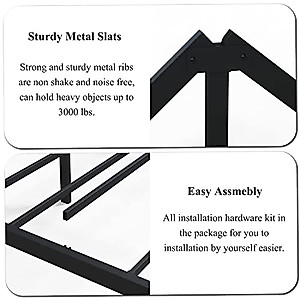 Upcanso Full Size Bed Frame with Wood Headboard and Footboard, Platform Full Bed Frame No Box Spring Needed with Heavy Duty Slats, Easy Assembly