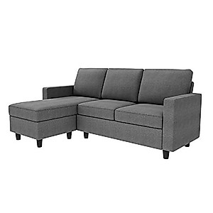 HONBAY Convertible Sectional Sofa, Convertible L Shaped Couch with Reversible Chaise, Sectional Couch for Small Space Apartment, Grey