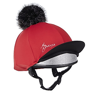 LeMieux Pom Pom Horse Riding Hat Silkwith 4 Way Stretch Fabric Coordinates with Base Layers & Saddle Pads - Equestrian Headgear - One Size - Chilli