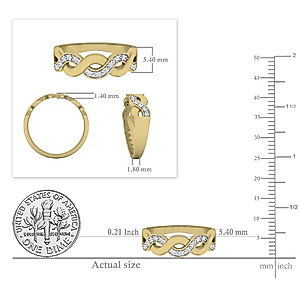 Dazzlingrock Collection 10kt Yellow Gold Women's Round Diamond Woven Twist Ring 1/12 ctw