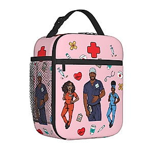 Nurse Lunch Bag Insulated Pink Nurse Lunch Box For Women Men Aldult Reusable Tote for Work Office Camping Gift