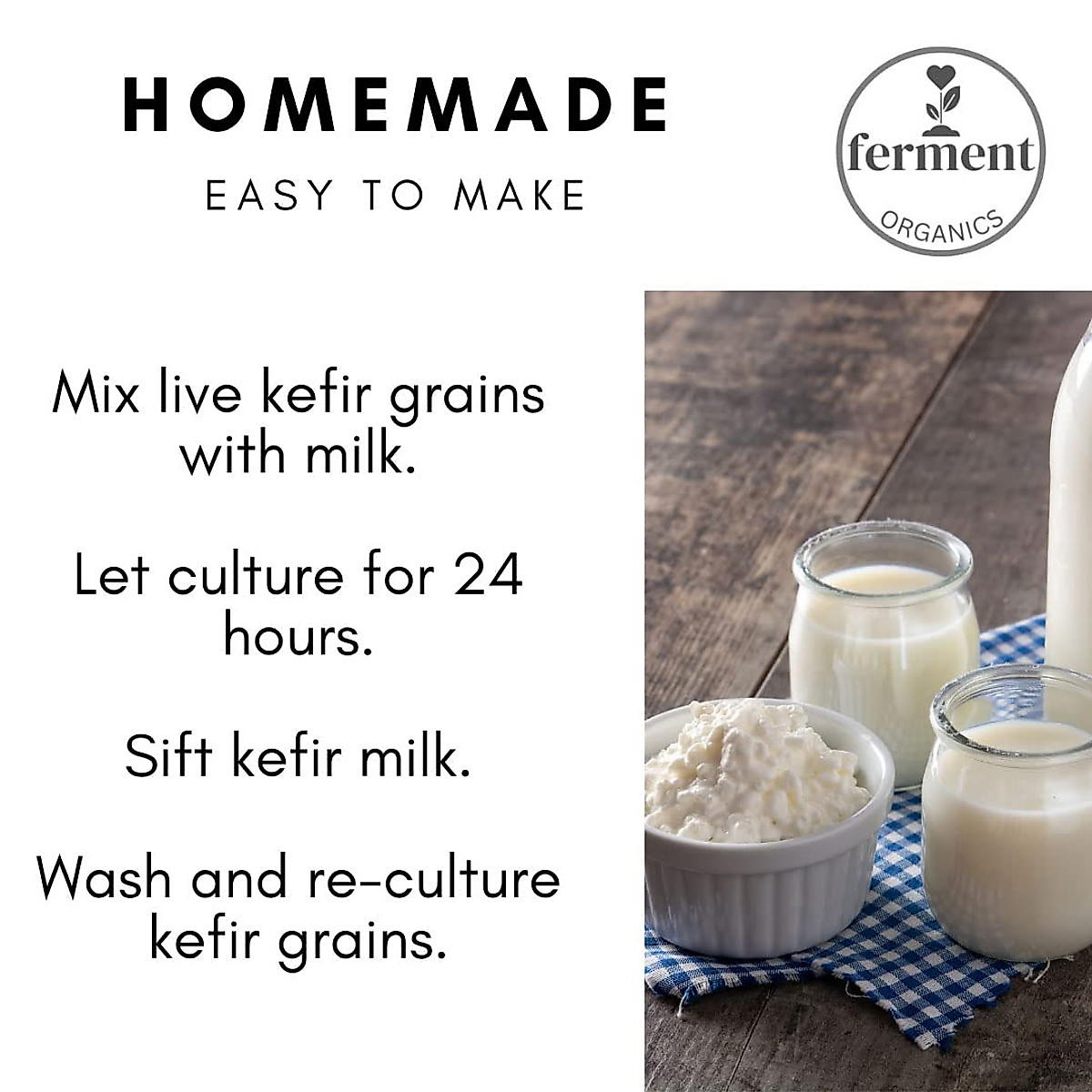 Live Kefir Grains 1 TBSP, Kefir Starter Culture, Rich in Live Active Probiotics, Start your own Kefir Culture at Home, Bulgaros de Leche, Beginners Kit