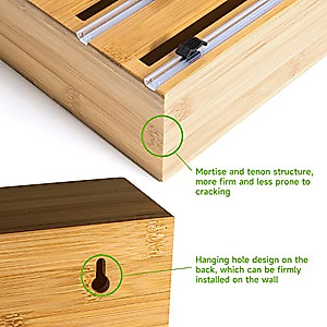 Hisrdomz Ziplock Bag Organizer with Dispensers & Cutters | 6 in 1 Bamboo Drawer Organizer for Ziplock Bags,Suitable for Gallon, Quart, Sandwich & Snack Bag, Cling Film, Aluminum Foil