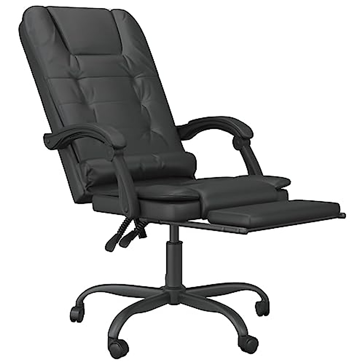 Home Office Chair, Ergonomic Office Chair, Massage Reclining Office Chair Black Faux Leather Suitable for Home Office