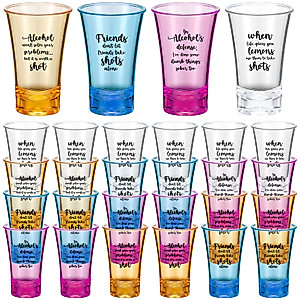 Zeyune 1.2oz Colorful Shot Glasses Acrylic Unbreakable Party Shot Glasses Compatible with 6 Shot Glass Dispenser and Holder(Clear, Yellow, Blue, Purple, 24 Pcs)