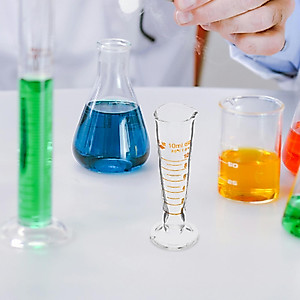 TEHAUX 10ml Lab Graduated Cylinder Glass, liquid Measuring Cup with Spout Wide Mouth, Conical Beaker Thickened Glass Measuring Cylinder for School Science Teaching