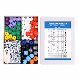 Swpeet 240 Pcs Organic Chemistry Molecular Model Student and Teacher Kit, Chemistry Molecular Model Student and Teacher Set - 86 Atoms & 153 Bonds & 1 Short Link Remover Tool