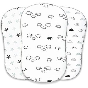 VOLHA&CO Bassinet Fitted Sheets for Halo Bassinest Swivel Sleeper - 100% Cotton Jersey Knit 3-Pack