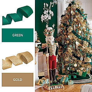 PartyWoo Metallic Gold Balloons 120 pcs 5 Inch and Green and Gold Crepe Paper Streamers 6 Rolls