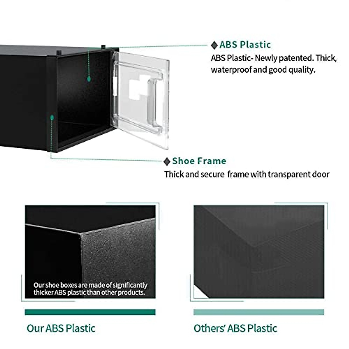 OTHZON 12 Pack Shoe Storage Box, Clear Plastic Stackable Shoe Organizer for Closet, Space Saving Foldable Shoe Sneaker Containers Bins Holders (Black) Great for Saving Closet Space GPJCFCDUS