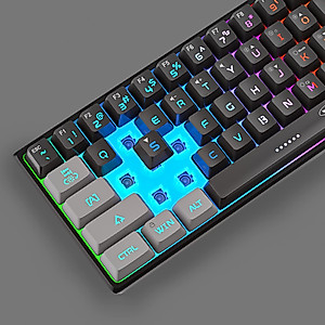 MageGee Mini 60% Gaming Keyboard, RGB Backlit 61 Key Ultra-Compact Keyboard, TS91 Ergonomic Waterproof Mechanical Feeling Office Computer Keyboard for PC, MAC, PS4, Xbox ONE Gamer(Grey Black)