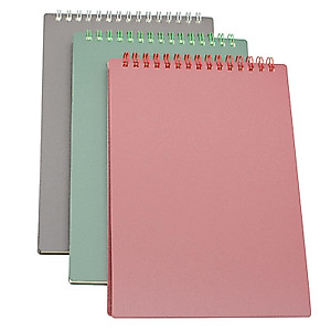 Yansanido Top Bound Spiral Notebook, 3 Pcs 3 Color A5 Size Thick Plastic Hardcover 8mm Ruled Paper 80 Sheets (160 Pages) Journal for School and Office Supplies (Dark Color)