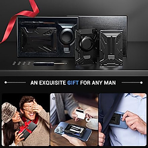 KLVEOL Mag Safe Wallet Case, The First Patent Card Holders 2 in 1 Air Tag Holder and Money Clip, Magnetic Adhesive Wallet for iPhone Series of 15/14/13/12 Pro/ProMax and Magsafe Devise, Black