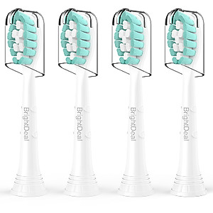 BrightDeal Toothbrush Heads for Philips Sonicare DiamondClean DailyClean EasyClean HealthyWhite ExpertClean W C1 C2 G2 C3 G3 W3 Sonic Electric Replacement Brush 1100 4100 5100 6100 White, 4 Pack