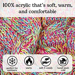 Funky Junque Oversized Slouchy Beanie for Women - Soft Warm Chunky Cable Knit Hat, One Size, Four-Tone Mix (Yellow, Hot Pink, Turquoise, Pink)