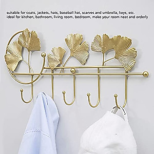 Wall Hooks, European Style Ginkgo Biloba Leaf Self Adhesive Hats Hooks, Metal Wall Mounted Hanging Coat Rack for Bathroom Kitchen