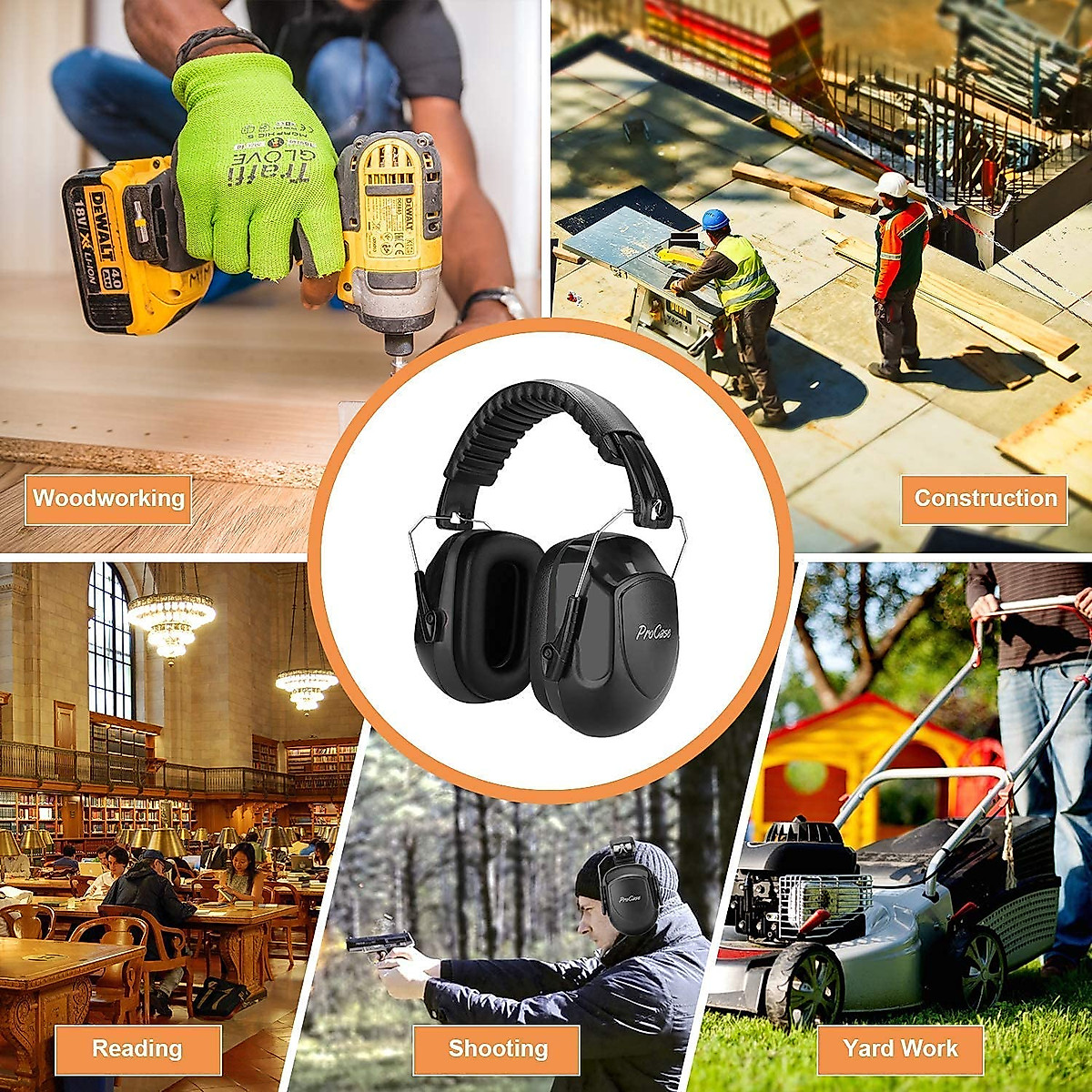 ProCase 2 Pack Noise Reduction Safety Ear Muffs Bundle with Hearing Protection Earmuffs Ear Defenders