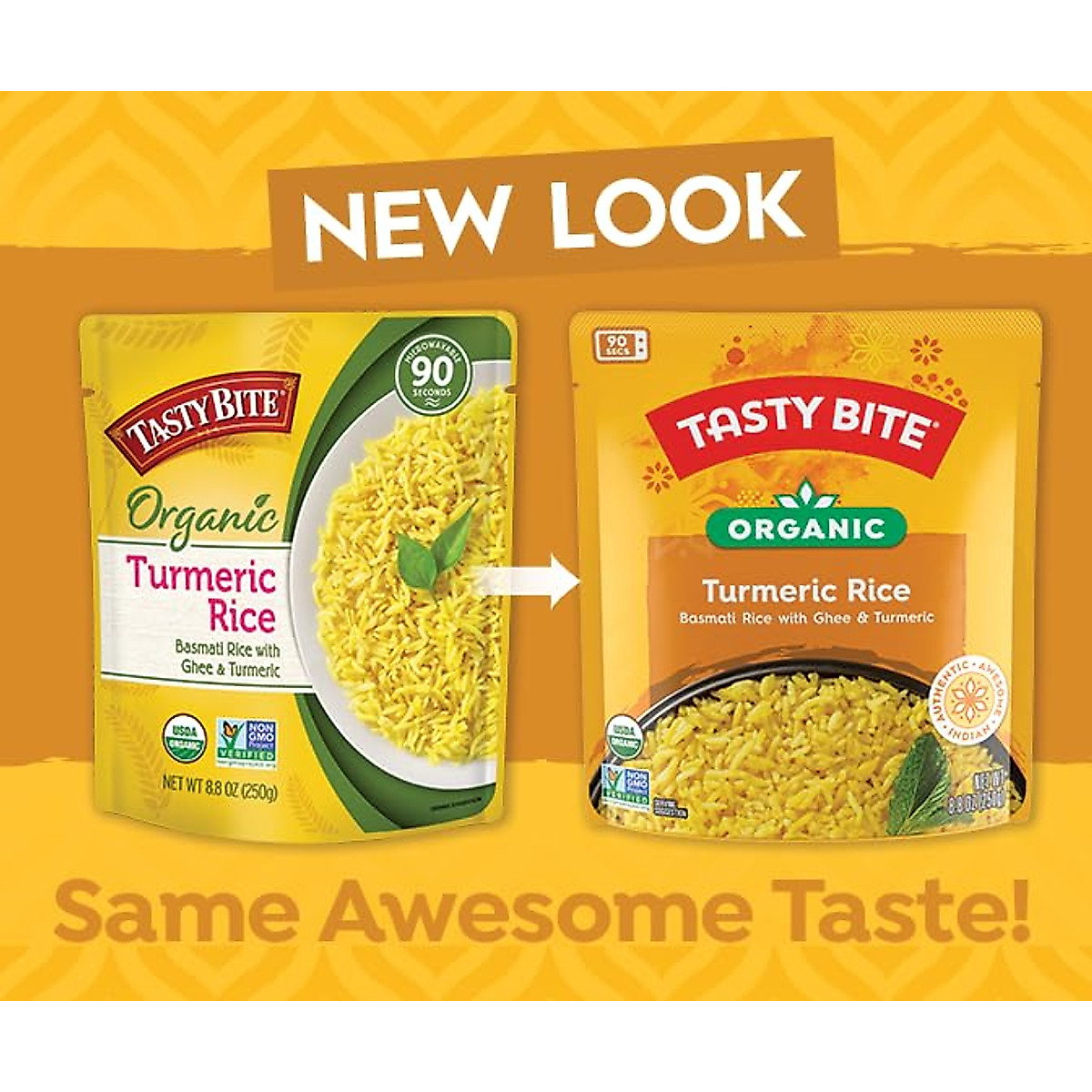 Tasty Bite Organic Turmeric Rice, 8.8 Ounce, Pack of 6, Ready to Eat, Microwavable, Vegetarian, Gluten-Free