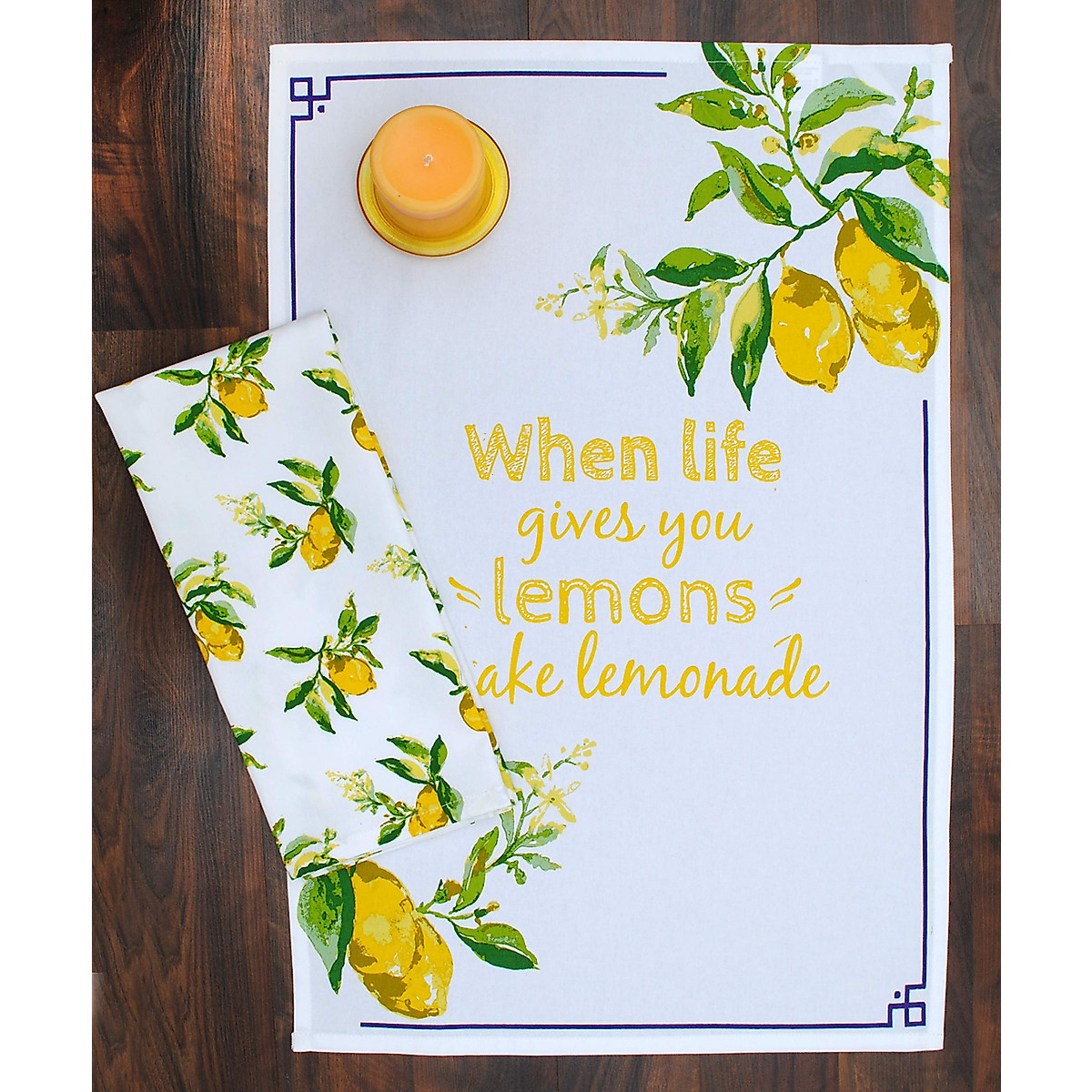 AMOUR INFINI Pot Holders, Oven Mitt and Kitchen Towel Heat Resistant 5-Piece Cotton Kitchen Set Perfect for Cooking, Baking, and Grilling Easter Gift Set (Citrus Splash)