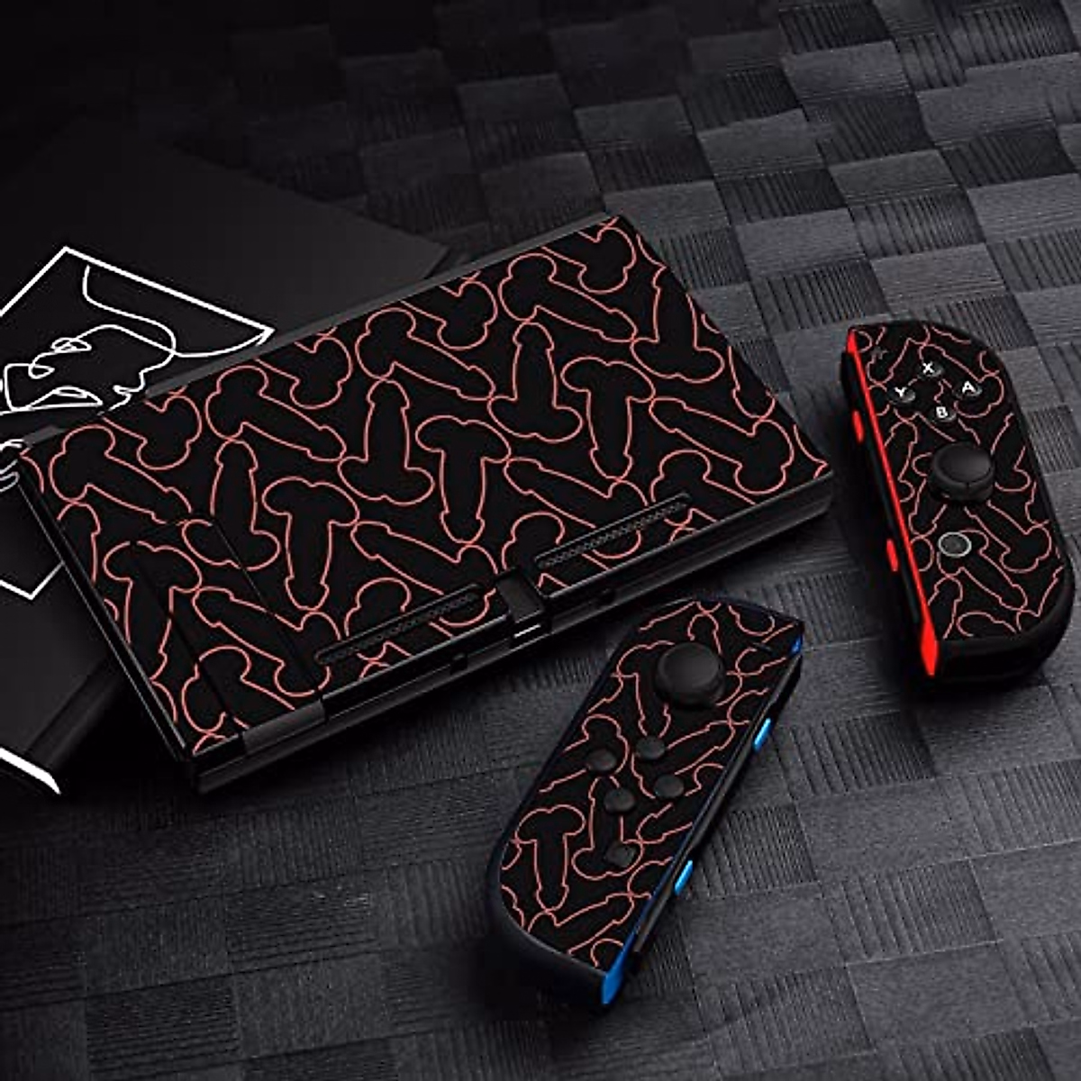 Penis Pattern Full Protective Skin Cover Design Wrap Decal Sticker Compatible with Switch and Switch Lite