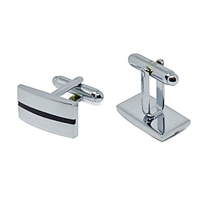 Anthony Harrison Men's Cufflinks – Silver Black Cufflinks for Men – Premium Stainless Steel Jewelry for Men – Elegant and Classy Cufflinks for Men Set – Ideal for Wedding, Party, Ceremony