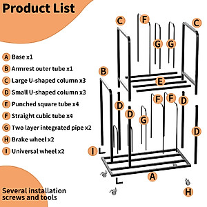 lukar Metal Art Storage Rack with Caster Wheels, 2 Tier Art Canvas Storage Rack, Large Artwork Storage Stand Canvas Organizer Art Drying Rack for Painting, Canvas, Artwork, Panels, Galleries