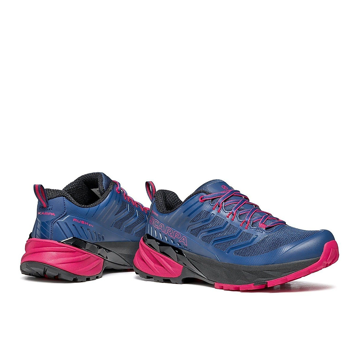 SCARPA Women's Rush GTX Waterproof Gore-Tex Shoes for Hiking and Trail Running - Blue/Fuxia - 8.5-9
