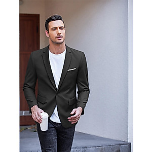 COOFANDY Men's Slim Fit Casual Blazers Lightweight Sport Coats One Button Suit Jackets Black