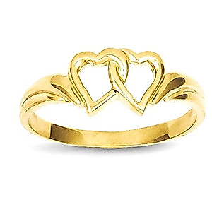 IceCarats 14K Yellow Gold Heart Ring Love Band Size 6.5