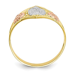 Sonia Jewels Size - 10-10k Yellow & White Two Tone Gold Our Lady of Guadalupe Virgin Mary Ring (3 to 15 mm)