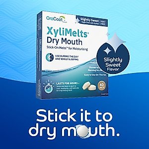 Oracoat XyliMelts Dry Mouth Relief Moisturizing Oral Adhering Discs 40 Count, Slightly-Sweet with Xylitol, for Dry Mouth, Stimulates Saliva